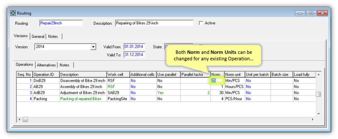ProdMaster | How to adjust existing Operation